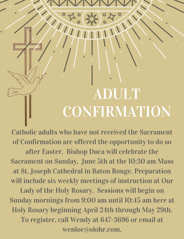 Adult Confirmation | Our Lady of the Holy Rosary Catholic Church