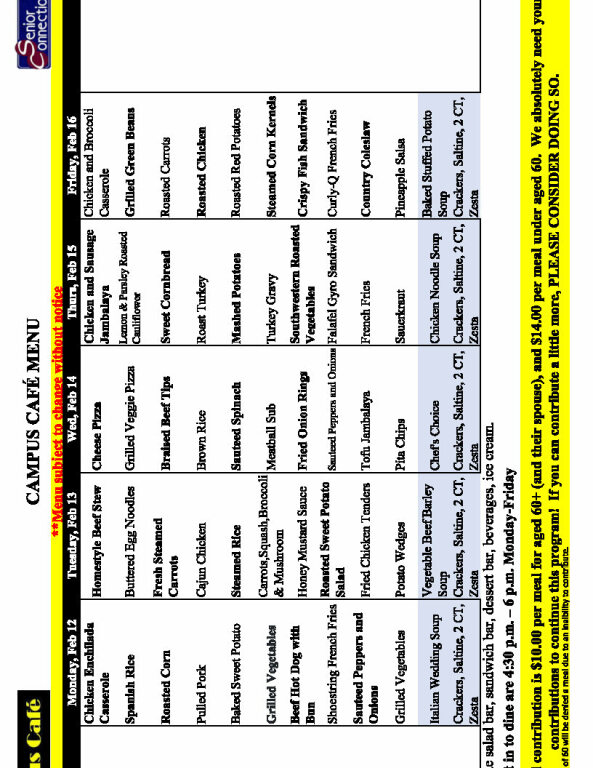 Campus Cafe Menu | Senior Connections - Serving Seniors in Douglas ...