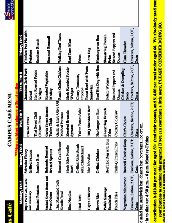 Campus Cafe Menu | Senior Connections - Serving Seniors in Douglas ...