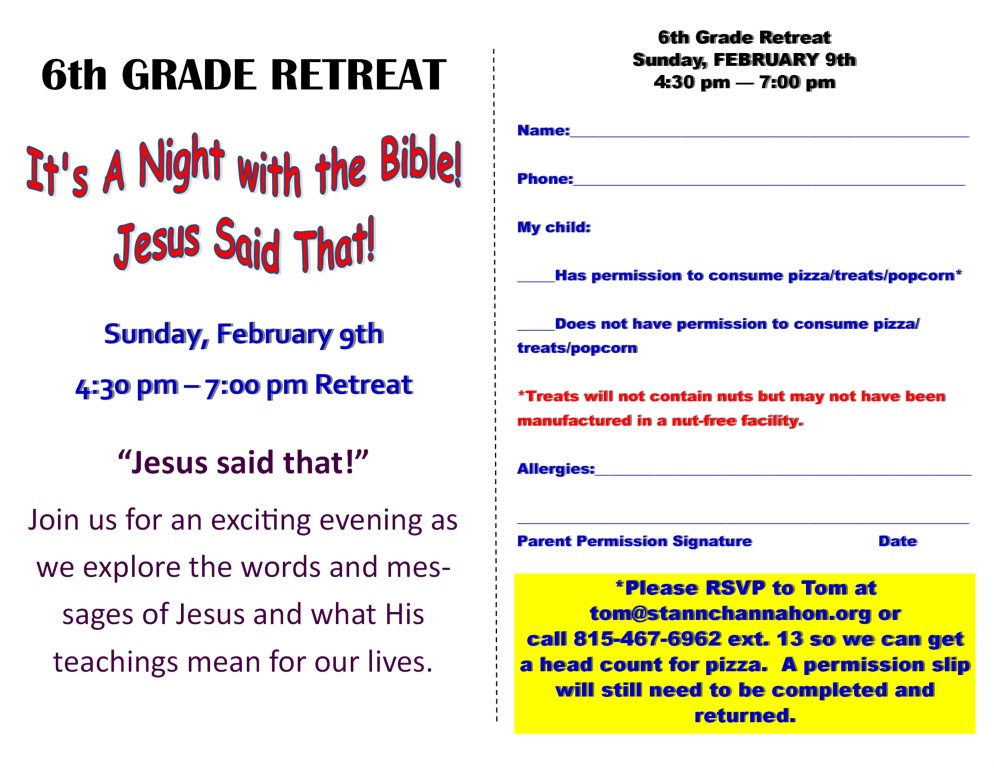 Retreat Grades 1-6 | St. Ann Catholic Church, Channahon