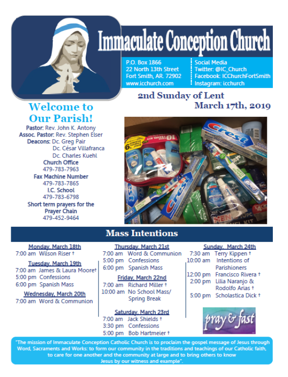 Church Bulletins | Immaculate Conception Church