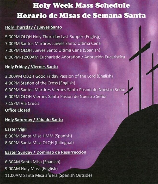 Holy Week Schedule Masses | Our Lady Queen of Heaven Catholic Church
